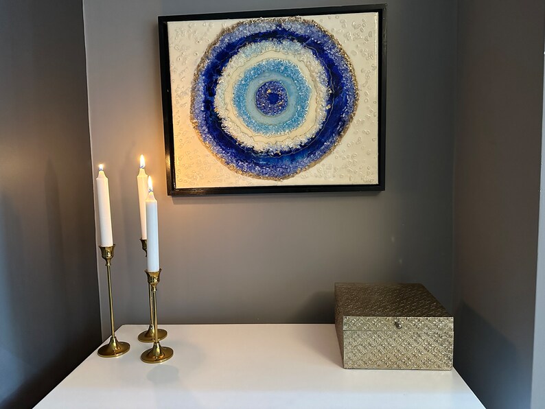 Dark Frame Brilliance, Geode and Evil Eye Wall Art, Stunning Wall Art ...