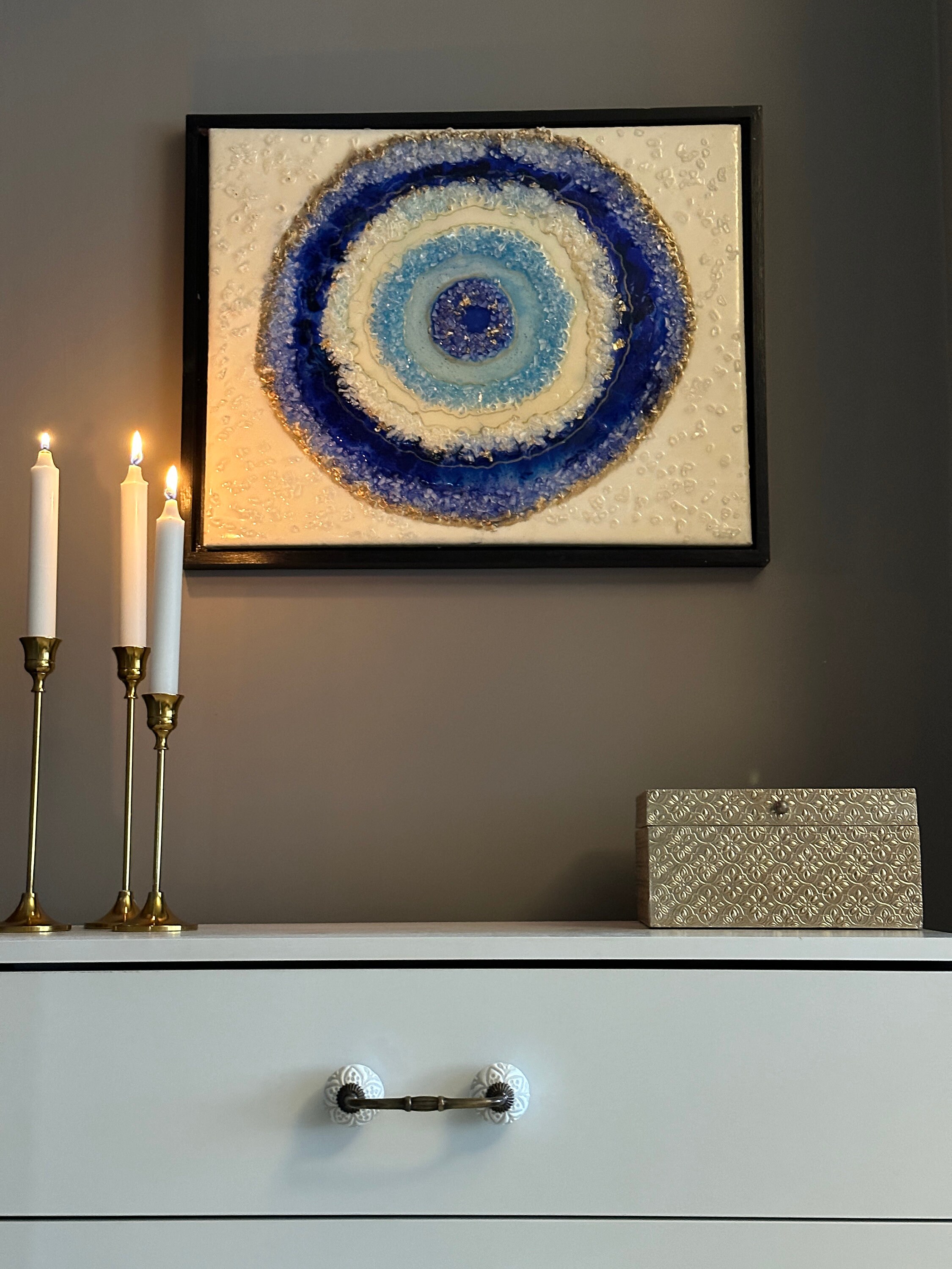 Dark Frame Brilliance, Geode and Evil Eye Wall Art, Stunning Wall Art ...