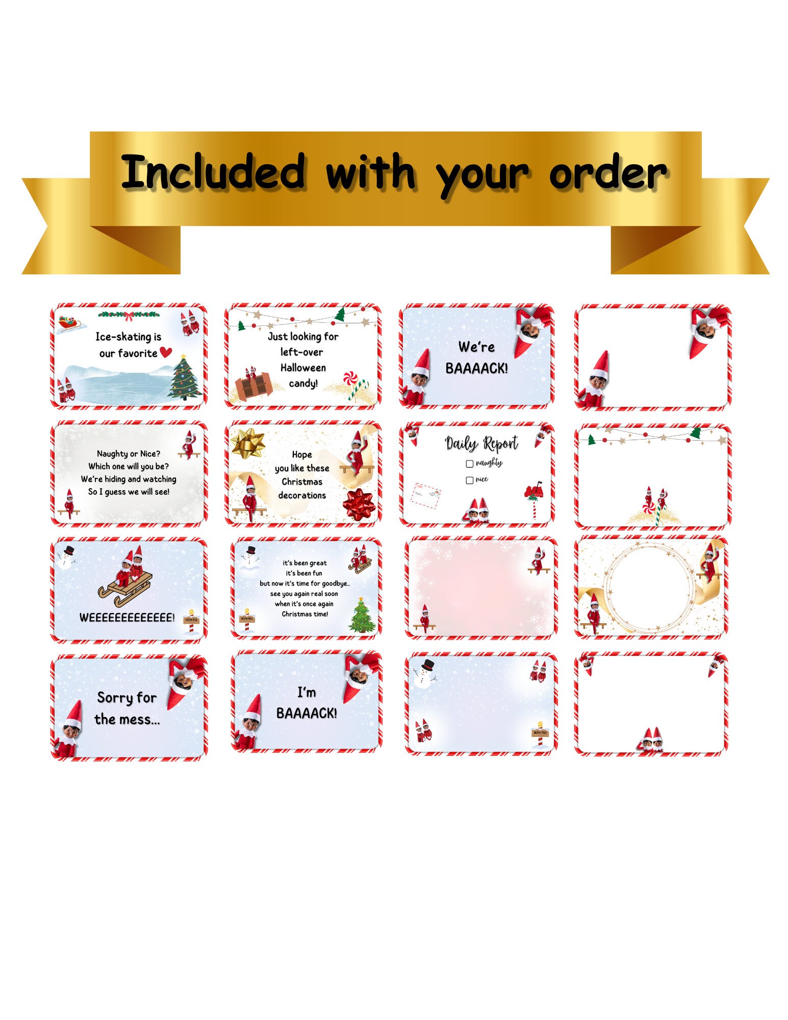 Christmas Elf Printable Cards - Christmas Elves - High Resolution ...