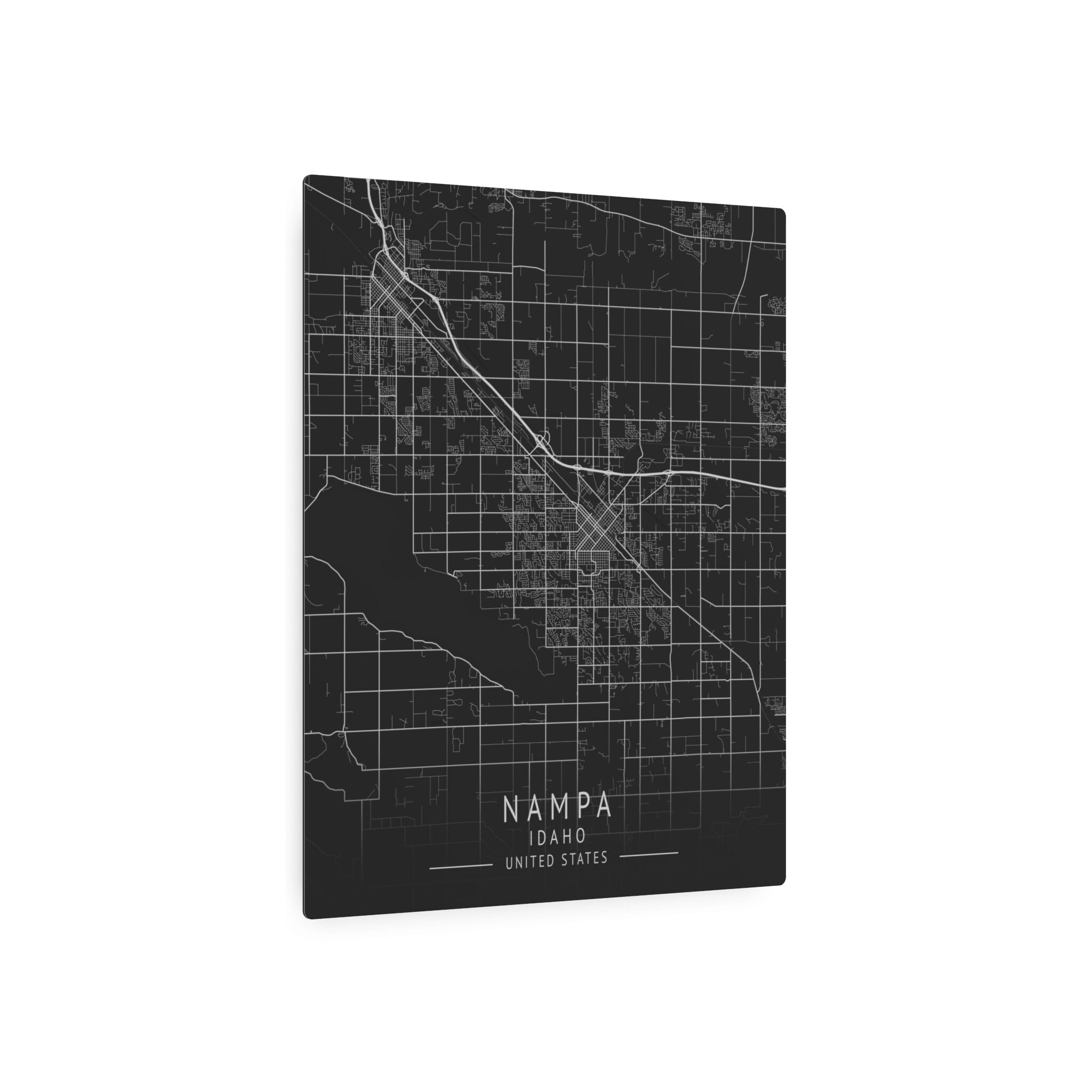 Letrero de arte metálico con mapa de la ciudad de Nampa. - Etsy México