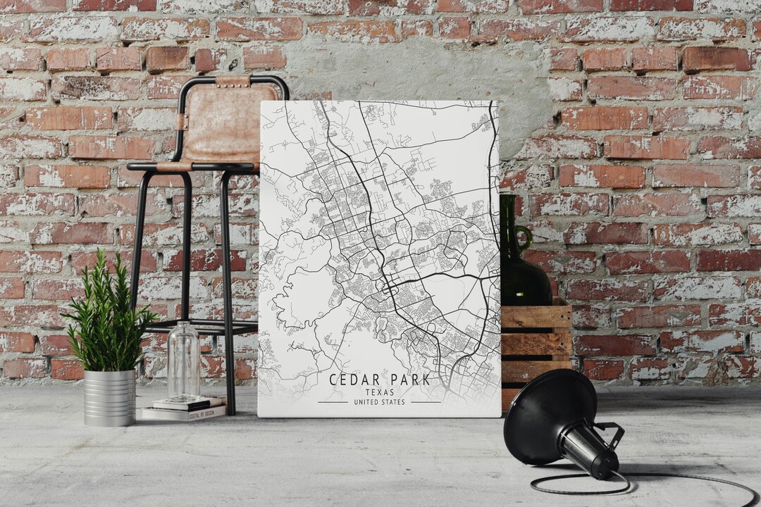 Cedar Park City Map Poster. Metal Art Sign. Cedar Park Texas - Etsy