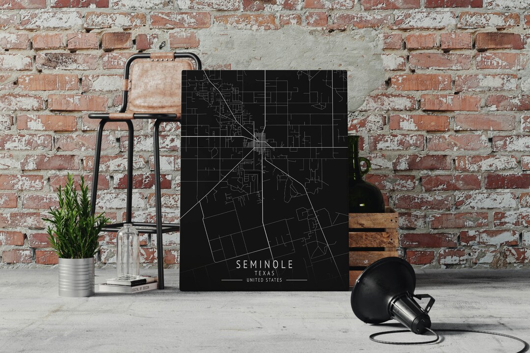 Seminole City Map Poster. Metal Art Sign. Seminole Texas US. Print on ...