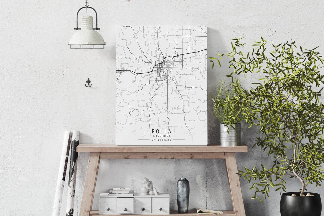 Rolla City Map Poster. Metal Art Sign. Rolla Missouri US. Print on ...