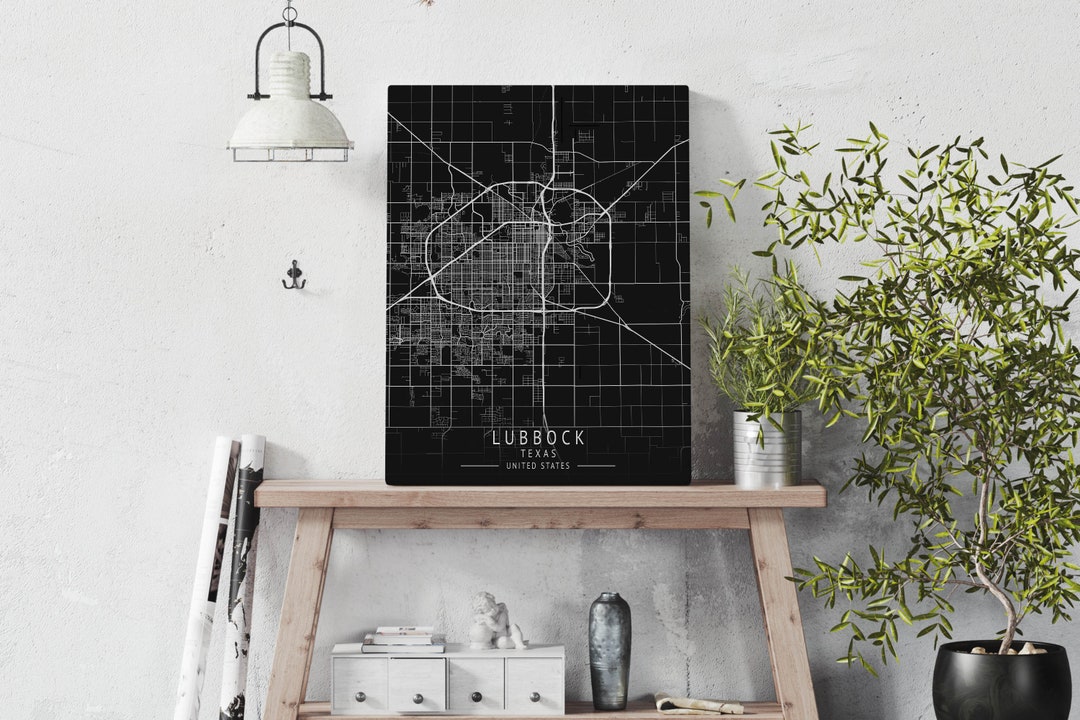 Lubbock City Map Poster. Metal Art Sign. Lubbock Texas US. Print on ...