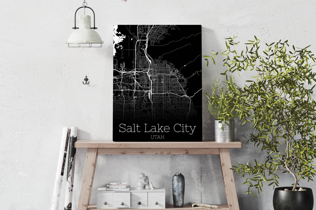 Salt Lake City Map Poster. Metal Art Sign. Salt Lake City Utah US ...