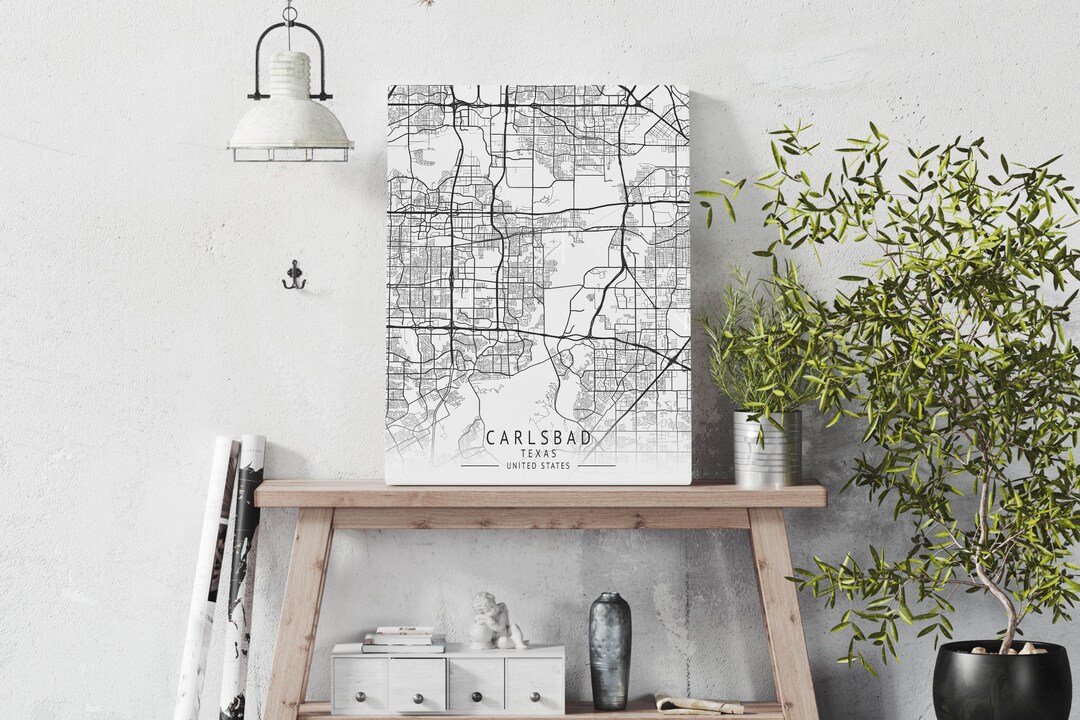 Carlsbad City Map Poster. Metal Art Sign. Carlsbad Texas - Etsy