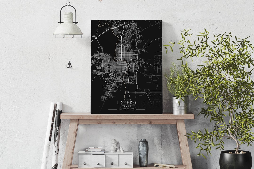 Laredo City Map Poster. Metal Art Sign. Laredo Texas US. Print on Metal ...