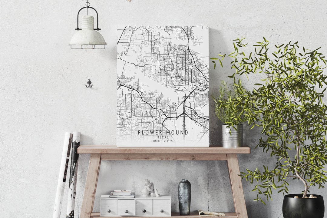 Flower Mound City Map Poster. Metal Art Sign. Flower Mound Texas US ...