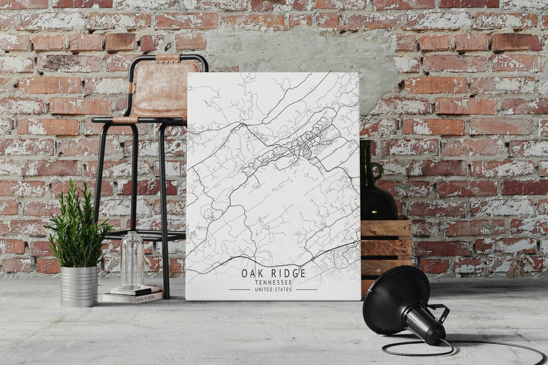 Oak Ridge City Map Poster. Metal Art Sign. Oak Ridge Tennessee US ...