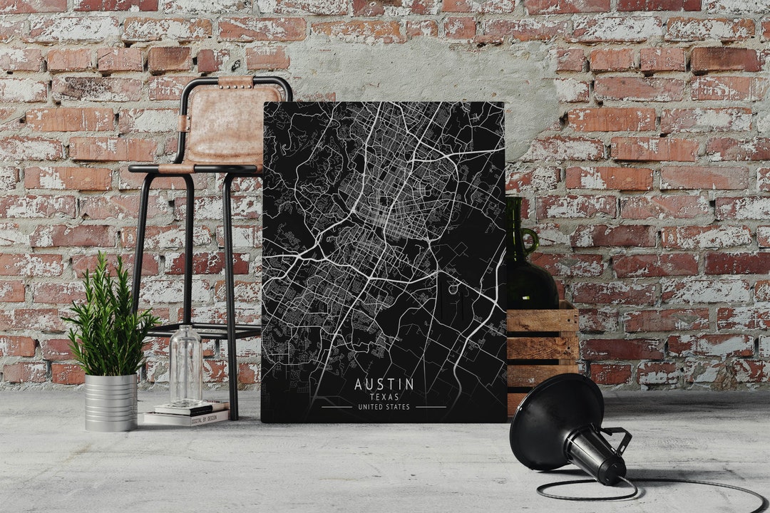 Austin City Map Poster. Metal Art Sign. Austin Texas US. Print on Metal ...