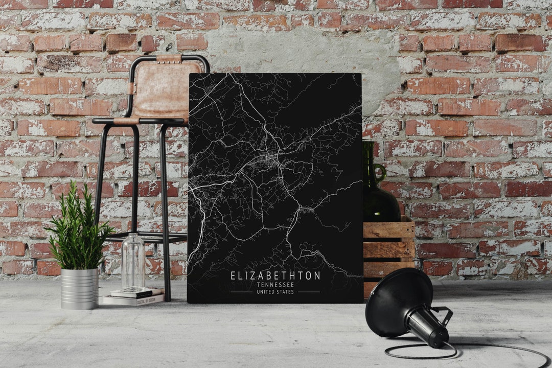 Elizabethton City Map Poster. Metal Art Sign. Elizabethton Tennessee US ...