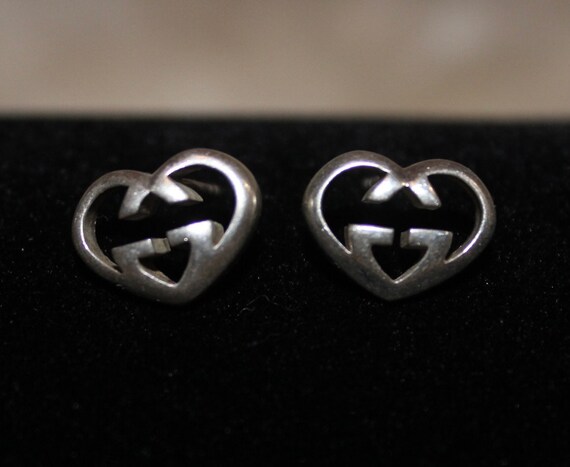 Vintage Gucci Heart Sterling Silver Post Earrings Etsy