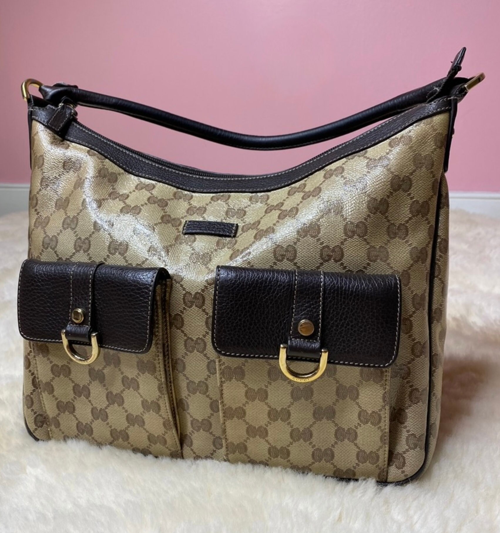 Vintage Gucci Crystal GG Monogram Shoulder Bag - Etsy