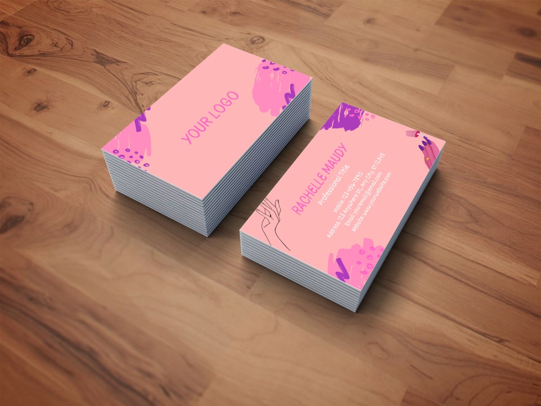 Nail Pink Business Card Template, BUSINESS Cards for Nail Business ...
