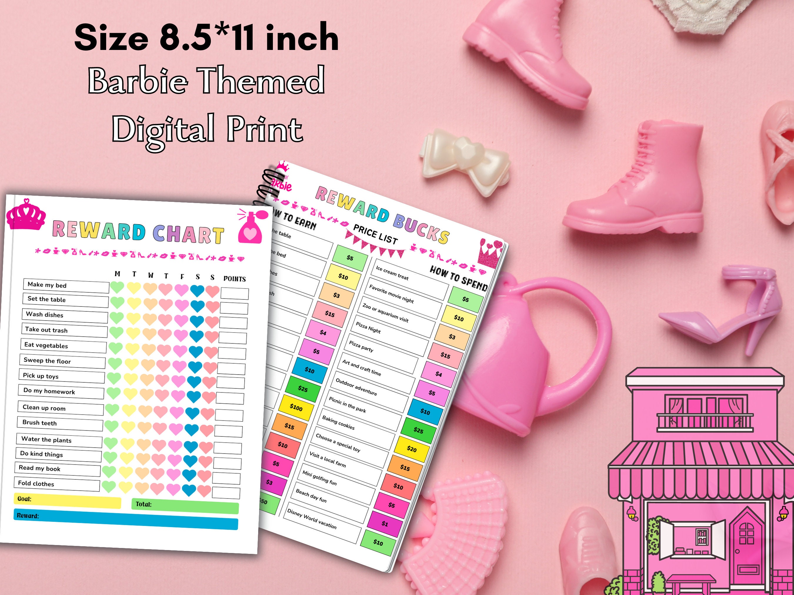 Kids Chore Charts,kids Reward Charts, Barbie Design Chore Charts ...