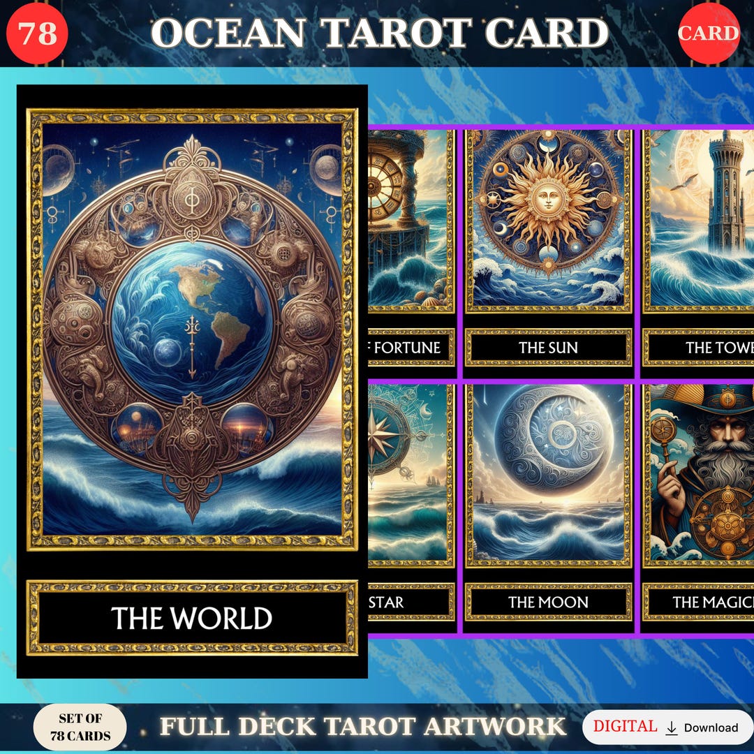Ocean Tarot Deck – Printable Digital Tarot Cards, 78 Card Set - Etsy