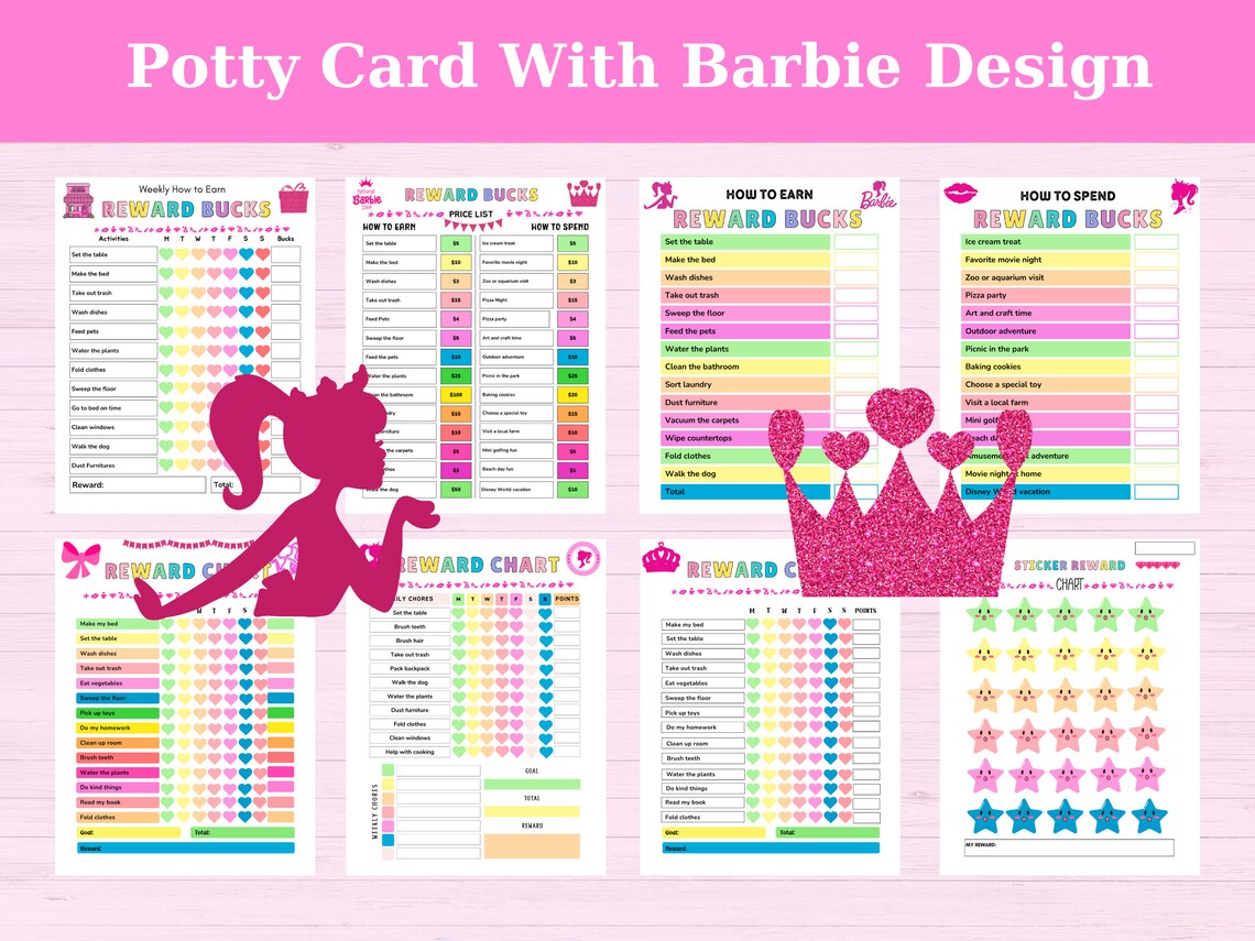 Kids Chore Charts,kids Reward Charts, Barbie Design Chore Charts ...