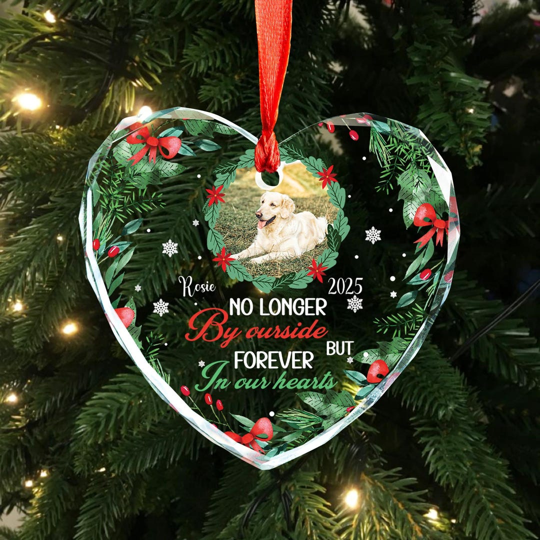 Personalized Pet Memorial Glass Ornament, Forever in Our Heart, Pet ...