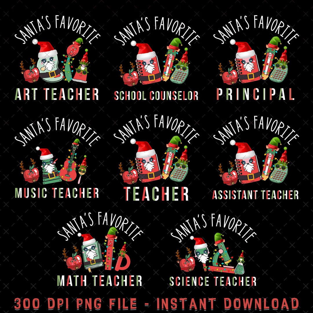 Santas Favorite Teacher Christmas Bundle Png, Sped Teacher, Christmas ...