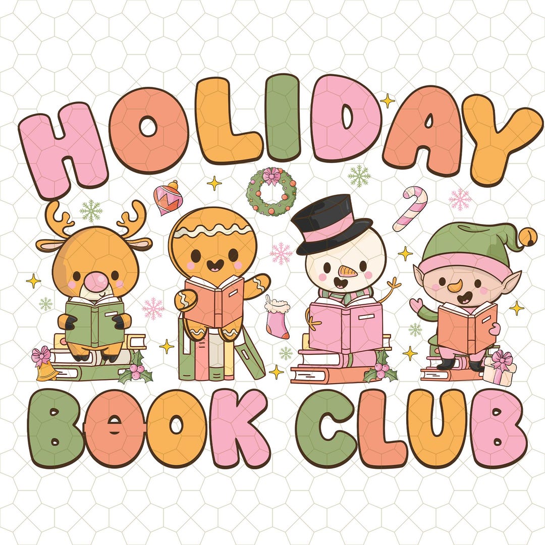 Holiday Book Club Png, Book Lover Holiday Gift, Cozy Bookworm Christmas ...