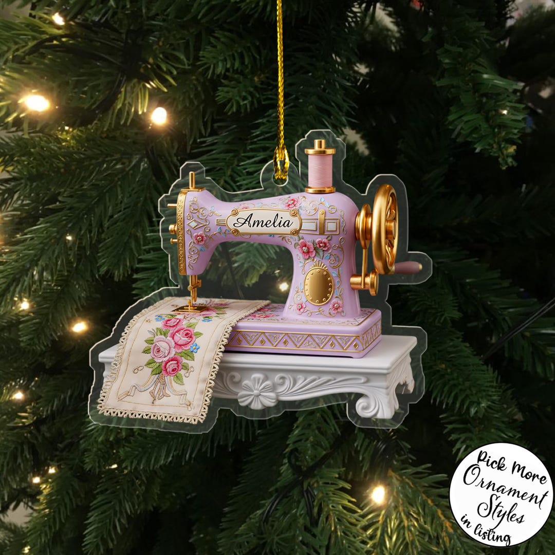 Personalized Sewing Machine Shape Ornament 2025, Custom Quilter ...