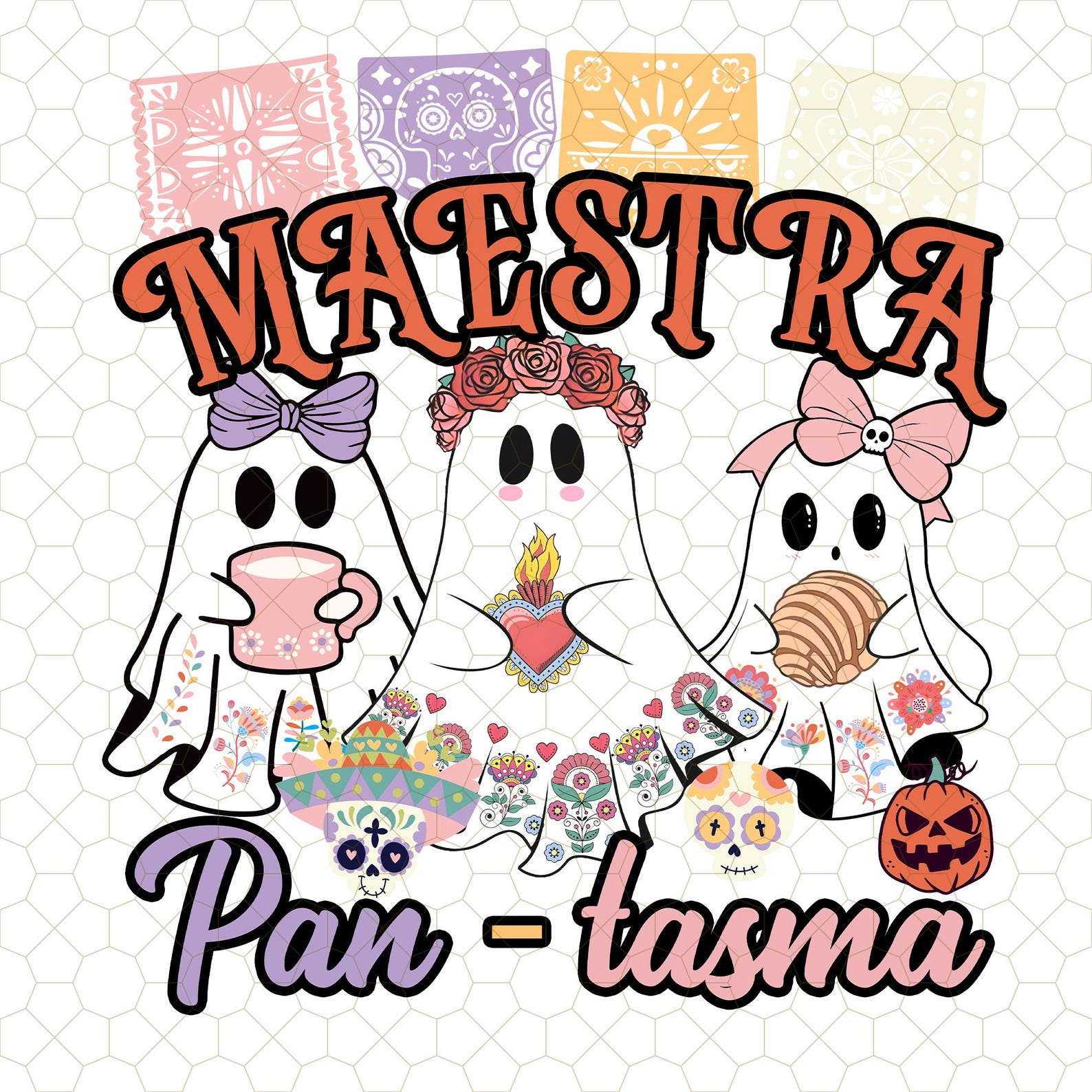 Mexican Ghost Maestra Pantasma Png, Ghost Conchas Mexican Halloween ...