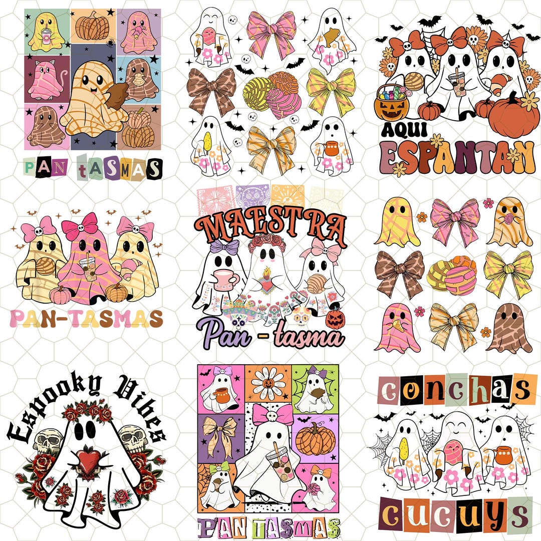 Cute Ghost Pantasmas Halloween Bundle, Spooky Conchas Bundle, Cute ...
