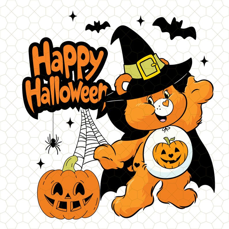 Happy Halloween Bear 90s Cartoon Png, Cute Bear Halloween Png, Spooky ...