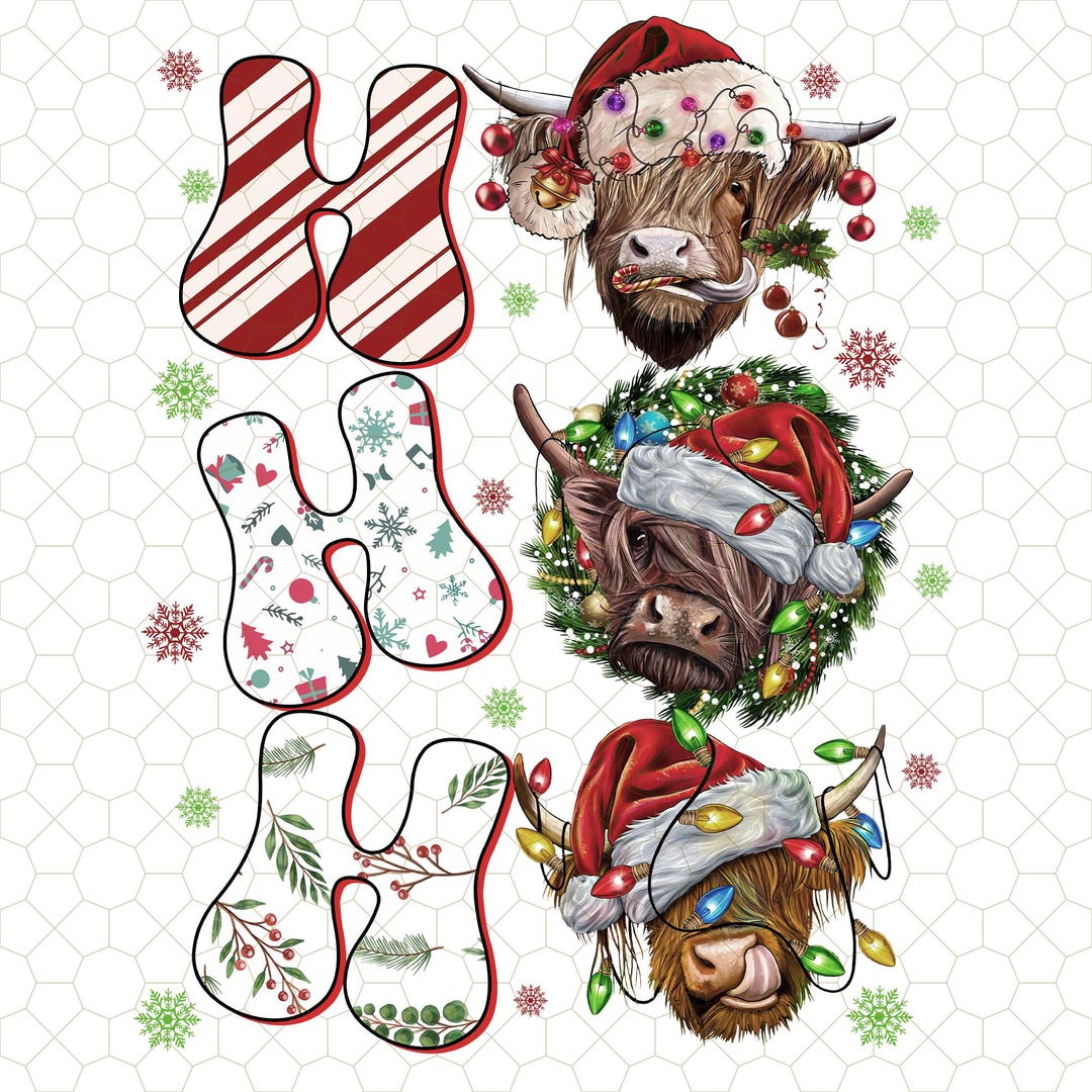 Ho Ho Ho Christmas Mooey Png, Christmas Season Png, Christmas Highland ...