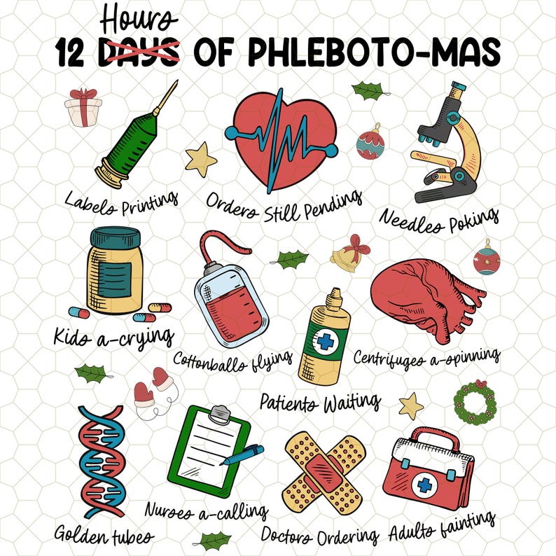 12 Days of Phleboto-mas Christmas Phlebotomy Tech Png, Christmas ...