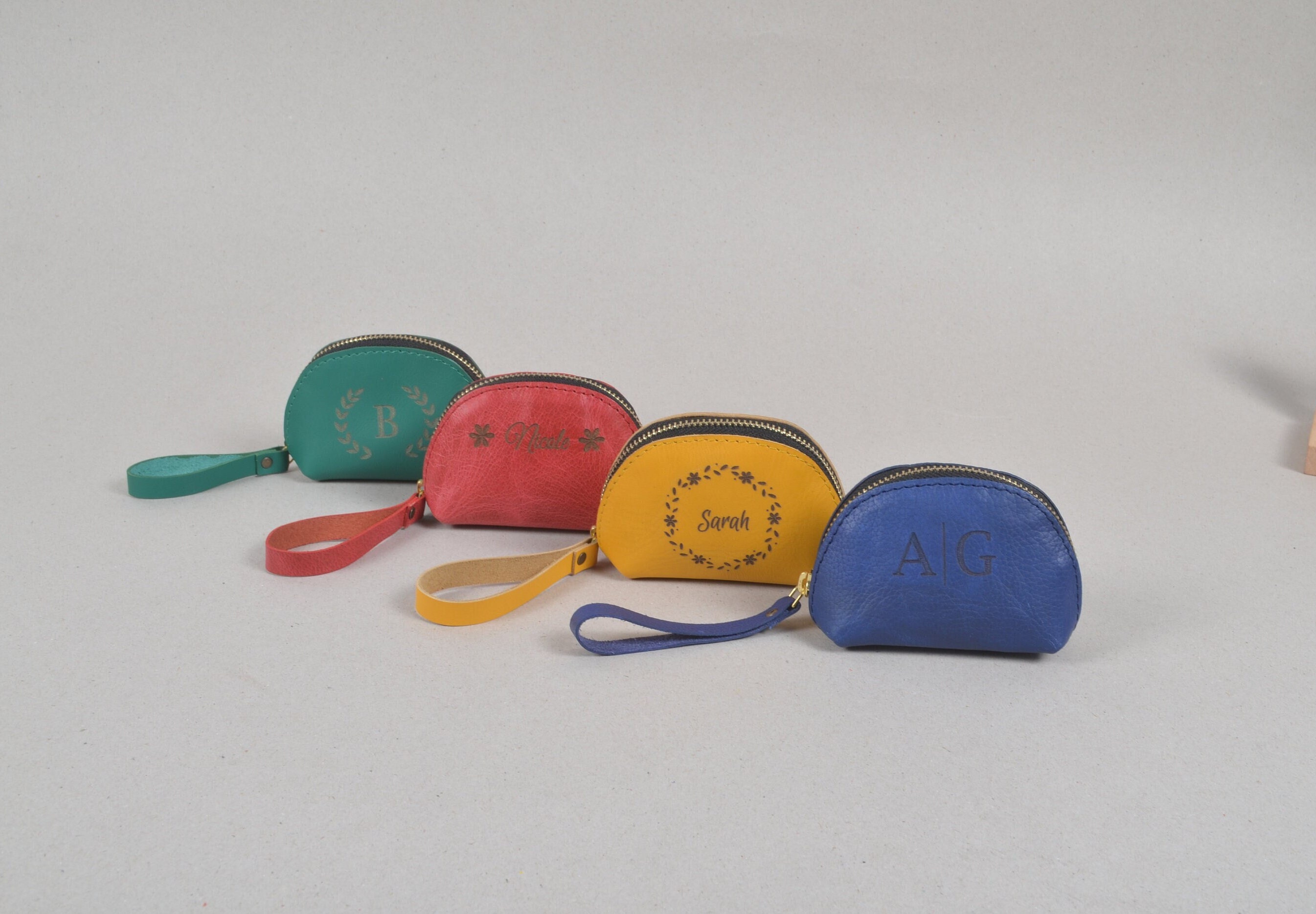 Personalized Leather Coin Pouch Bag, Zippered Pouch Leather, Travel ...