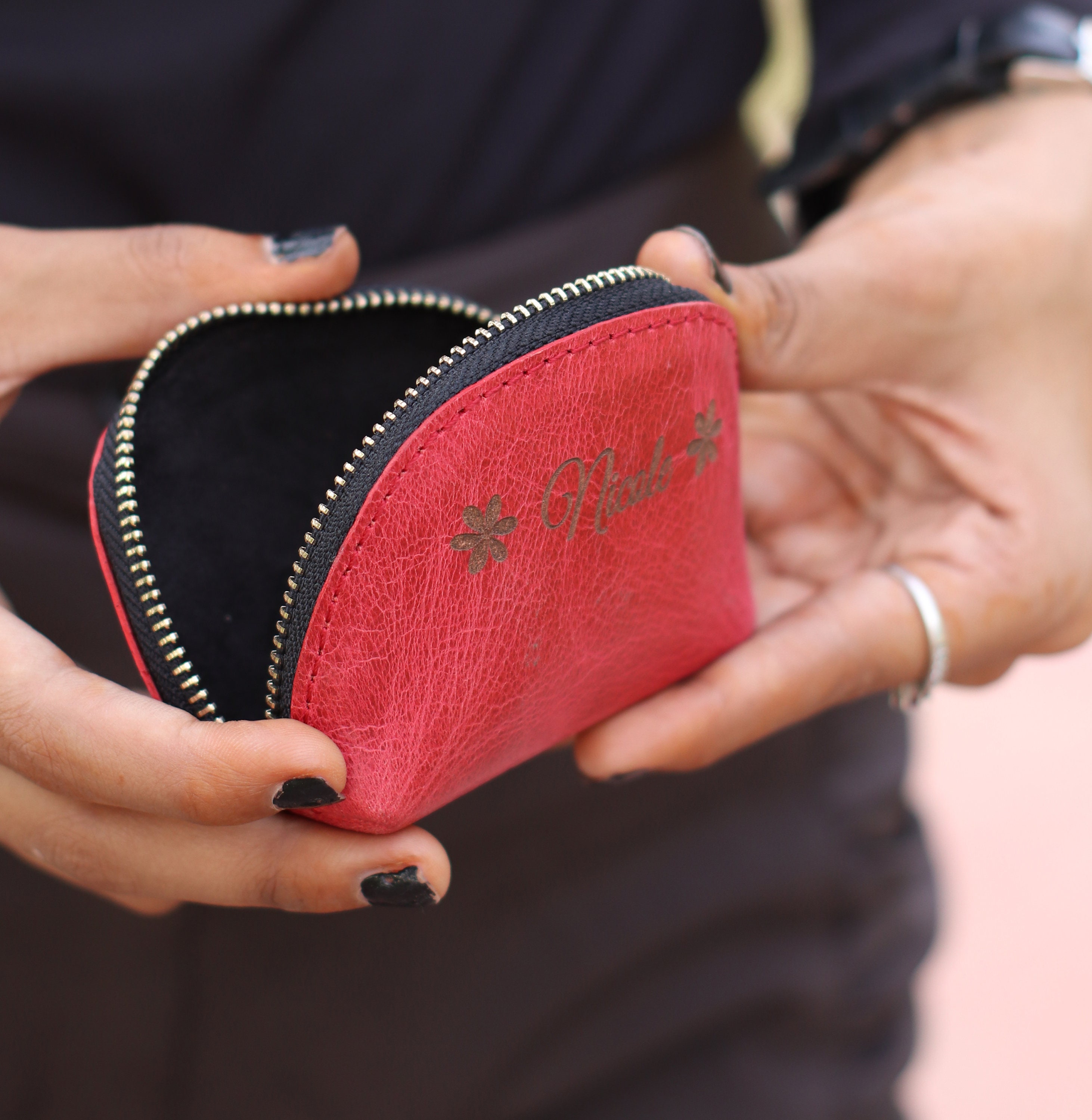 Personalized Leather Coin Pouch Bag, Zippered Pouch Leather, Travel ...