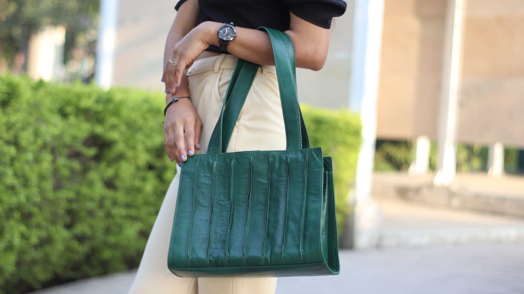 Designer Green Leather Women's Handbag, Handmade Leather Tote Bag ...