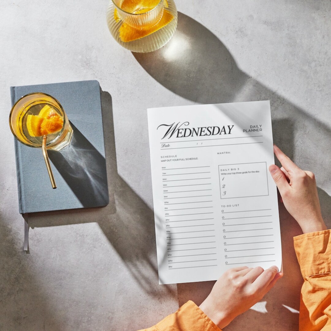 Minimalist DAILY Planner Printable Schedule, Mantra, Goals, To-do List - Etsy