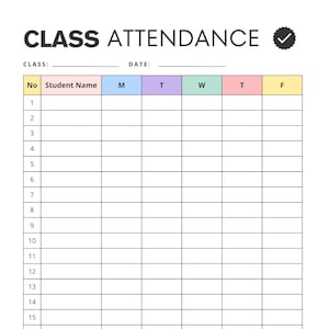 Printable Class Record, Attendance Sheet, Gradebook (PDF & Word) - Etsy