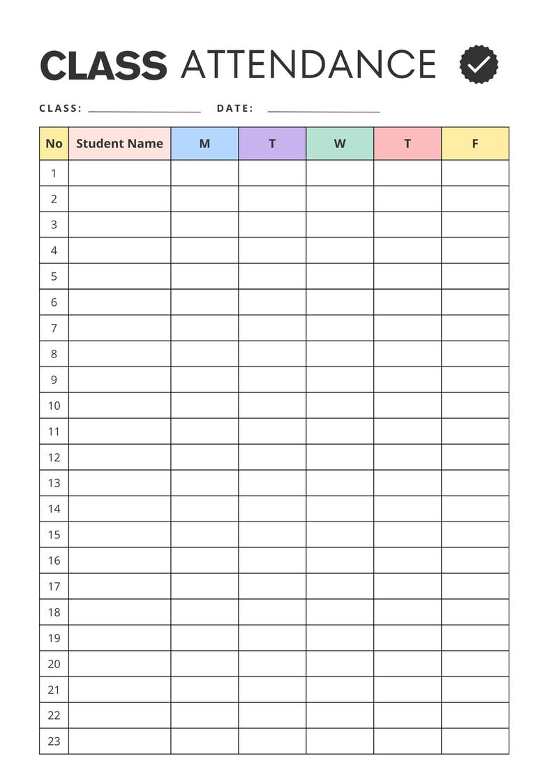 Printable Class Record, Attendance Sheet, Gradebook (PDF & Word) - Etsy