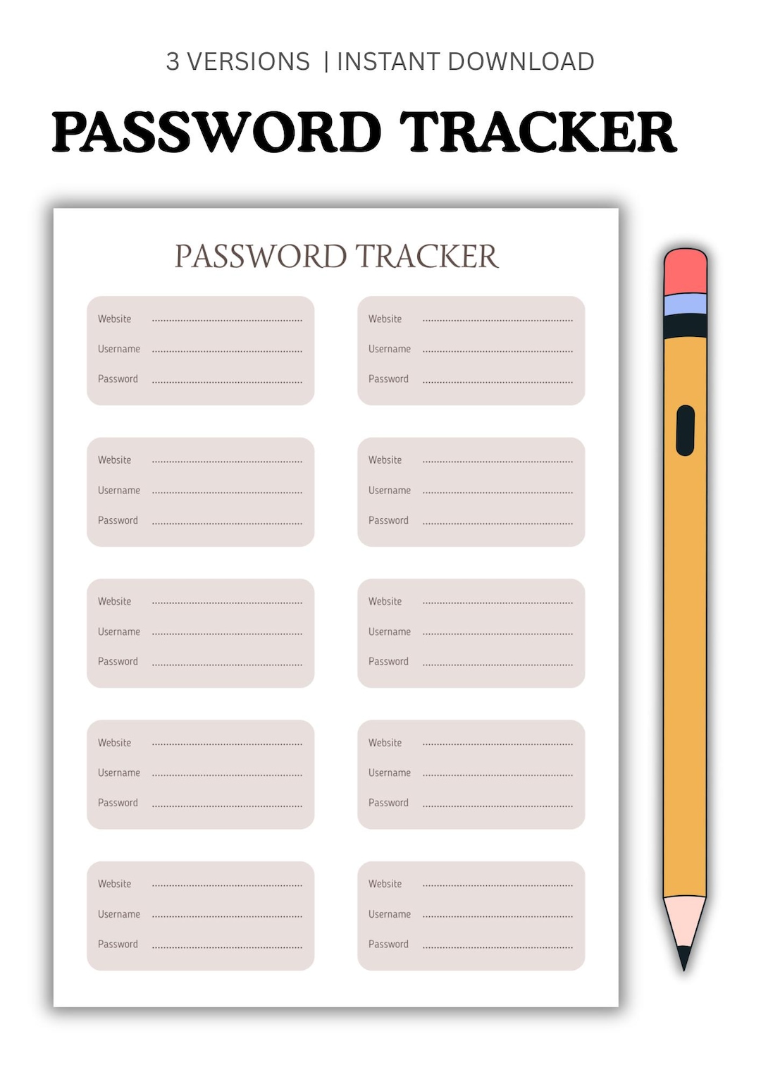 Printable Password Tracker, Fillable PDF, A4/a5/letter (digital ...