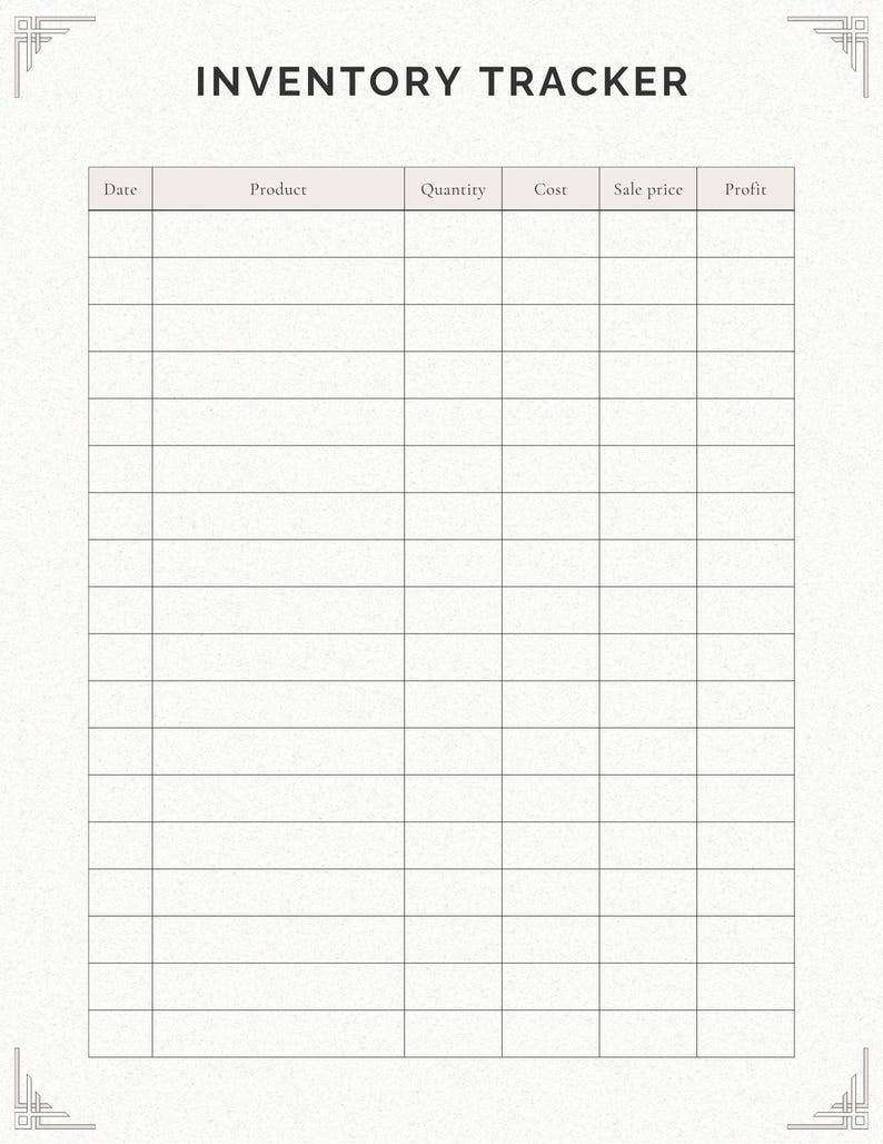 Printable Inventory Tracker, Small Business Organizer (PDF) - Etsy