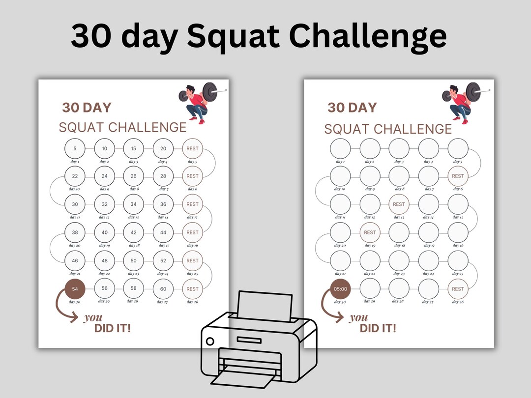 30 Day Squats Challenge Printable | Fitness Planner | Strengthen Lower ...