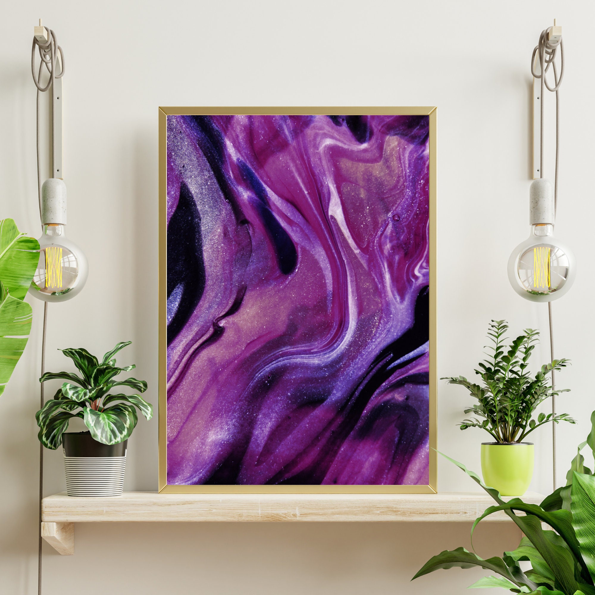 Purple Silver Abstract Art Design - Etsy