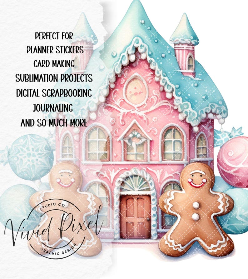 Watercolor Pastel Christmas Treat Clipart Set | Blue and Pink Winter ...