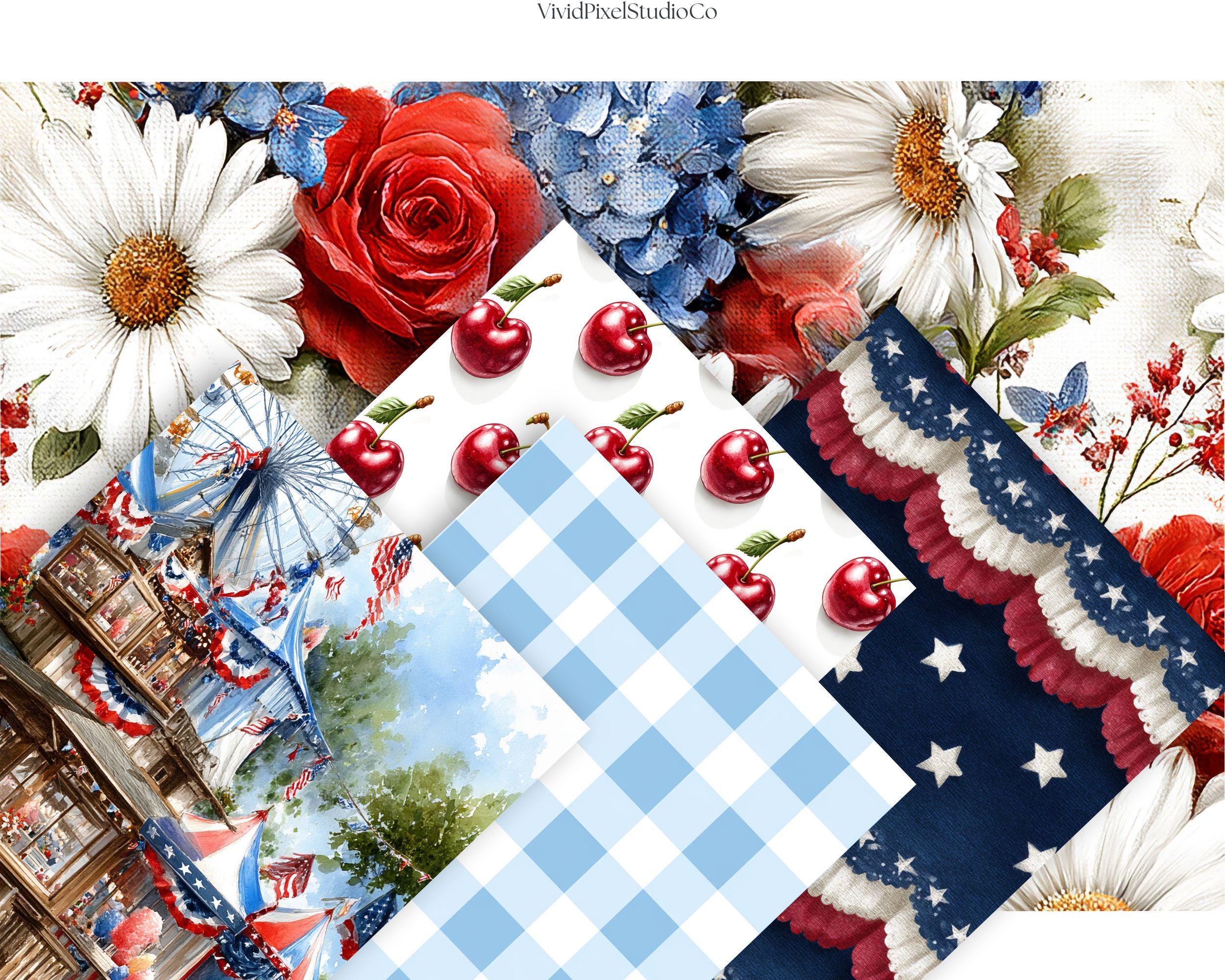 4th of July Digital Paper Bundle | Patriotic Seamless Patterns ...
