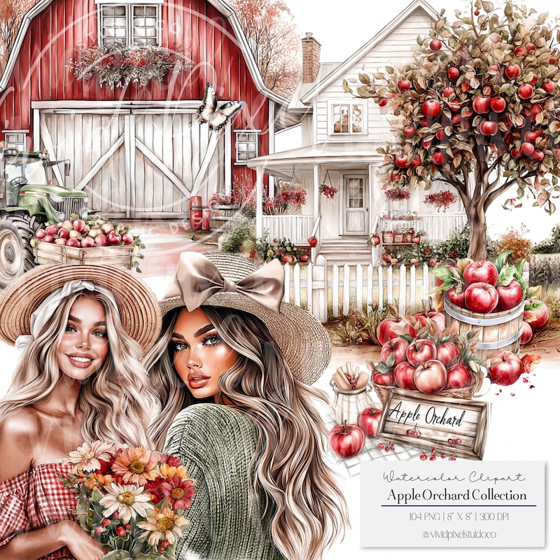 Fall Apple Clipart - Etsy