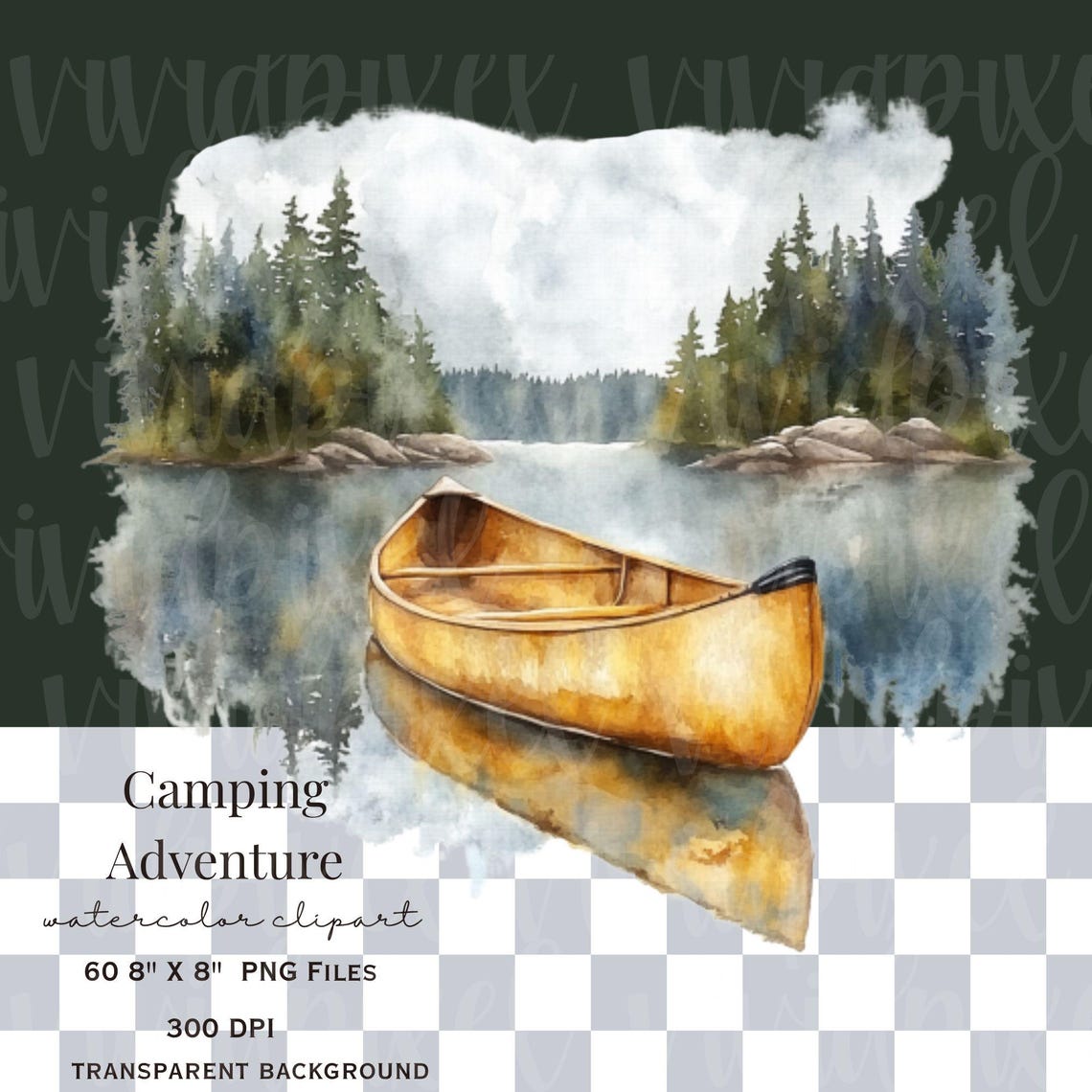 Watercolor Cute Camping Clipart Bundle | Woodland Mountain PNG Set ...
