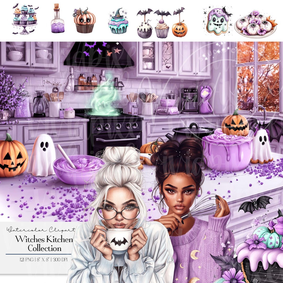 Halloween Baking Clipart | Witches Kitchen Halloween Clipart | Spooky ...