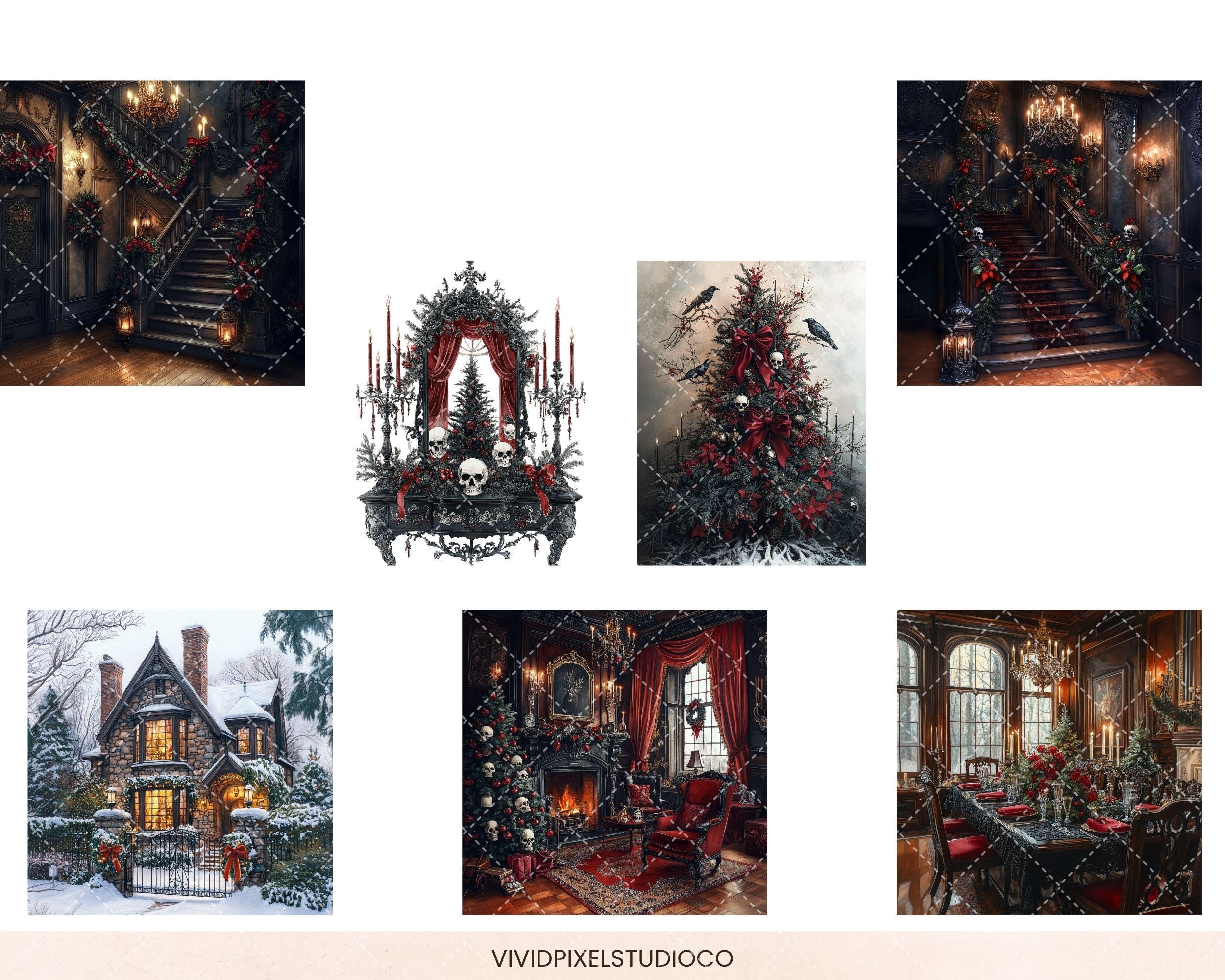 Victorian Gothic Christmas Clipart Bundle | Dark Elegant Holiday PNG ...