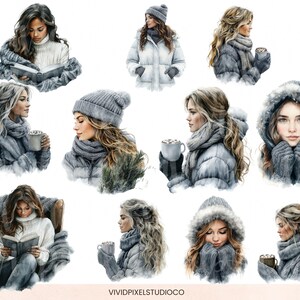 Winter Mood Watercolor Clipart Set | Cozy Gray Blue Neutral Winter ...