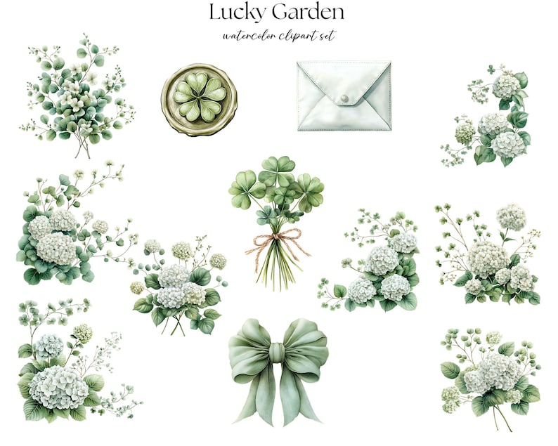 St Patricks Day Floral Clipart PNGS | Lucky Garden Watercolor Floral ...