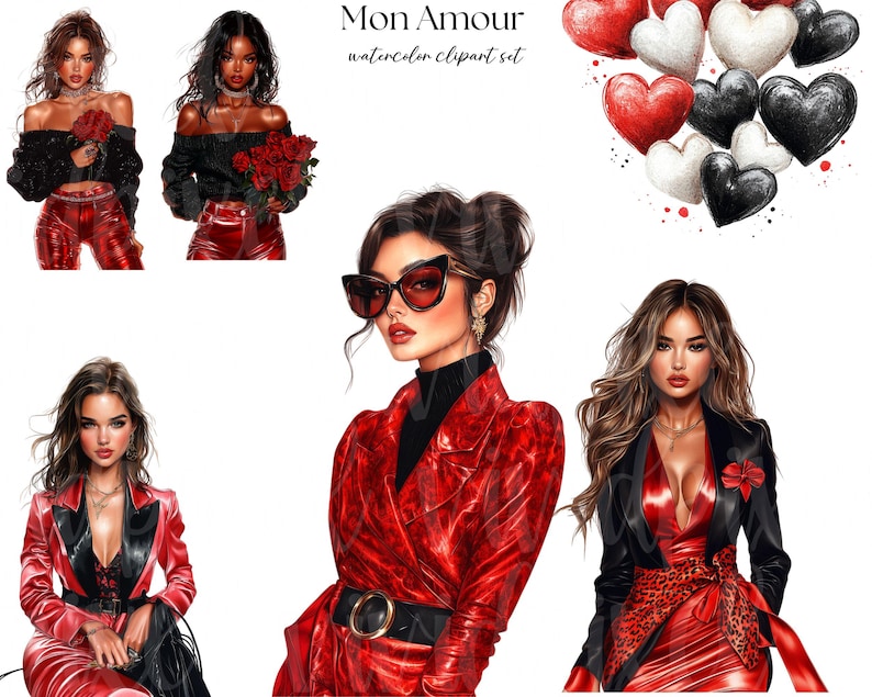 Valentines Day Clipart Set| Paris Love Watercolor | Mon Amour ...