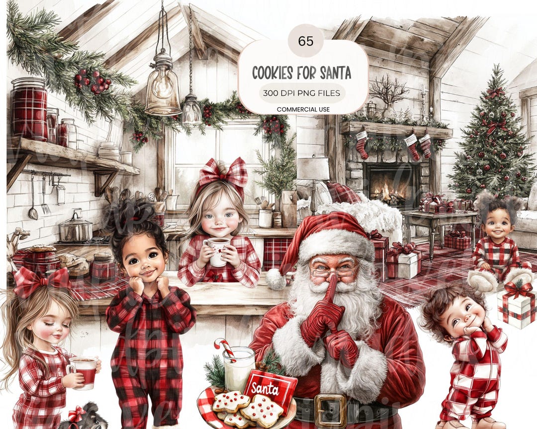 Cookies for Santa Christmas Clipart | Cozy Farmhouse Holiday PNG Bundle ...